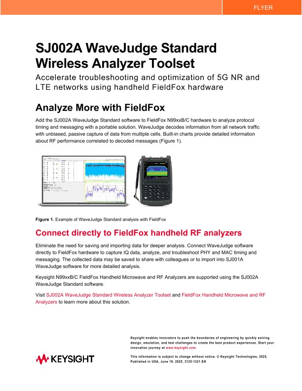 SJ002A WaveJudge Standard Wireless Analyzer Toolset PDF Asset Page | Keysight